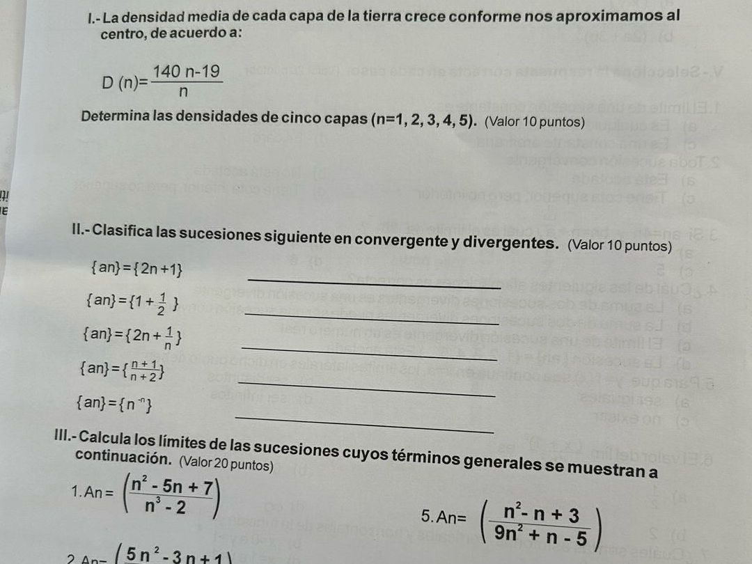 I.- La densidad media de cada capa de la | StudyX