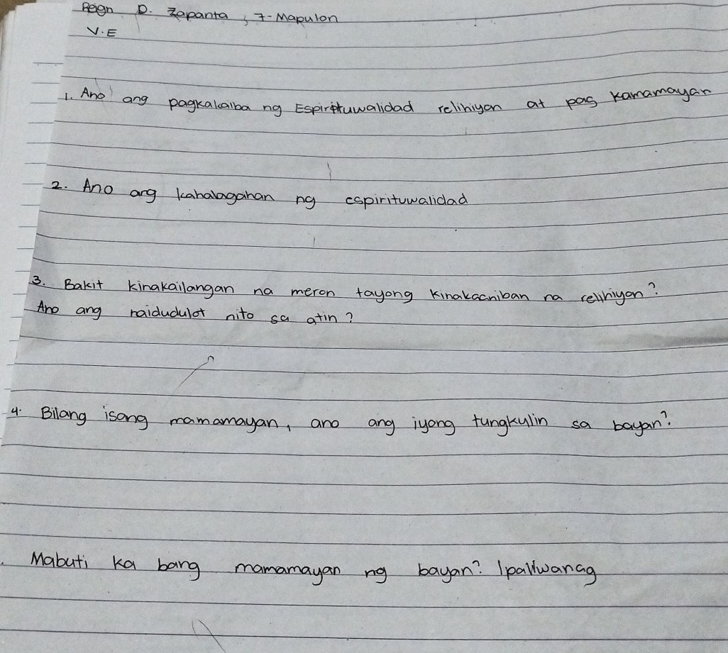 1. Ano ang pagkakaiba ng Espirituwalidad | StudyX