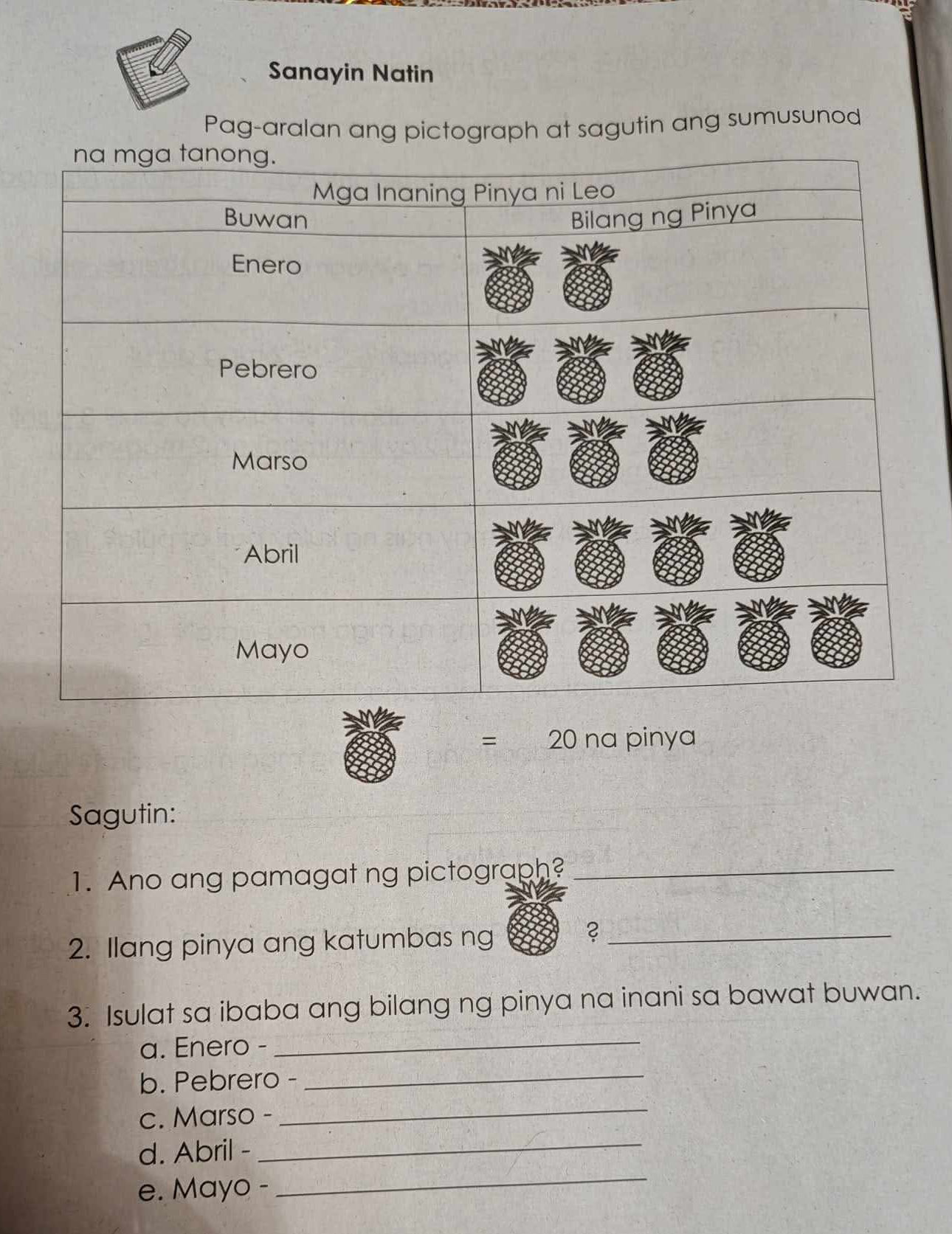 Mga Inaning Pinya ni Leo | Buwan | Bilang | StudyX