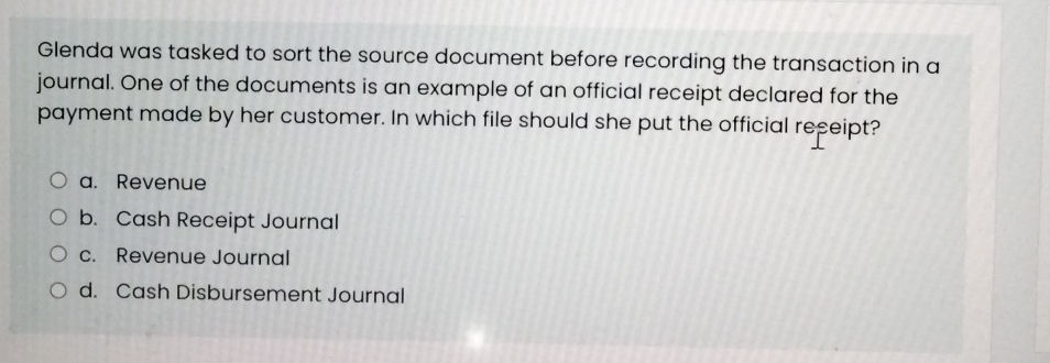 Glenda was tasked to sort the source | StudyX