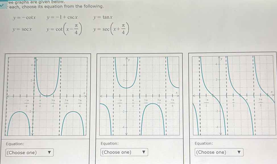 ee graphs are given below. Each, choose its | StudyX