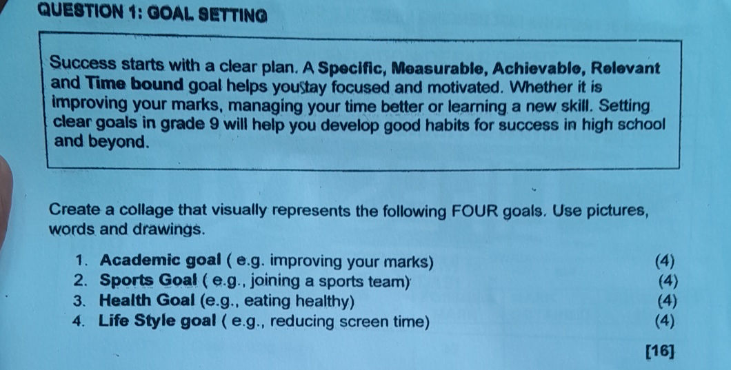 QUESTION 1: GOAL SETTING Success starts | StudyX