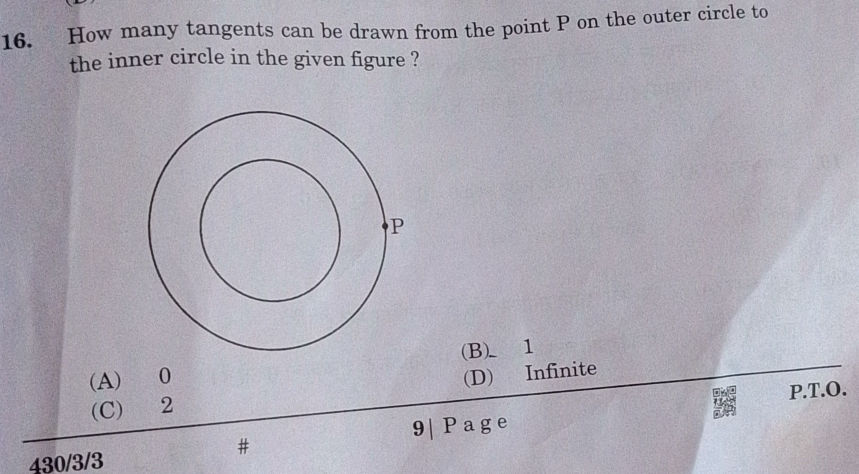 16. How many tangents can be drawn from the | StudyX