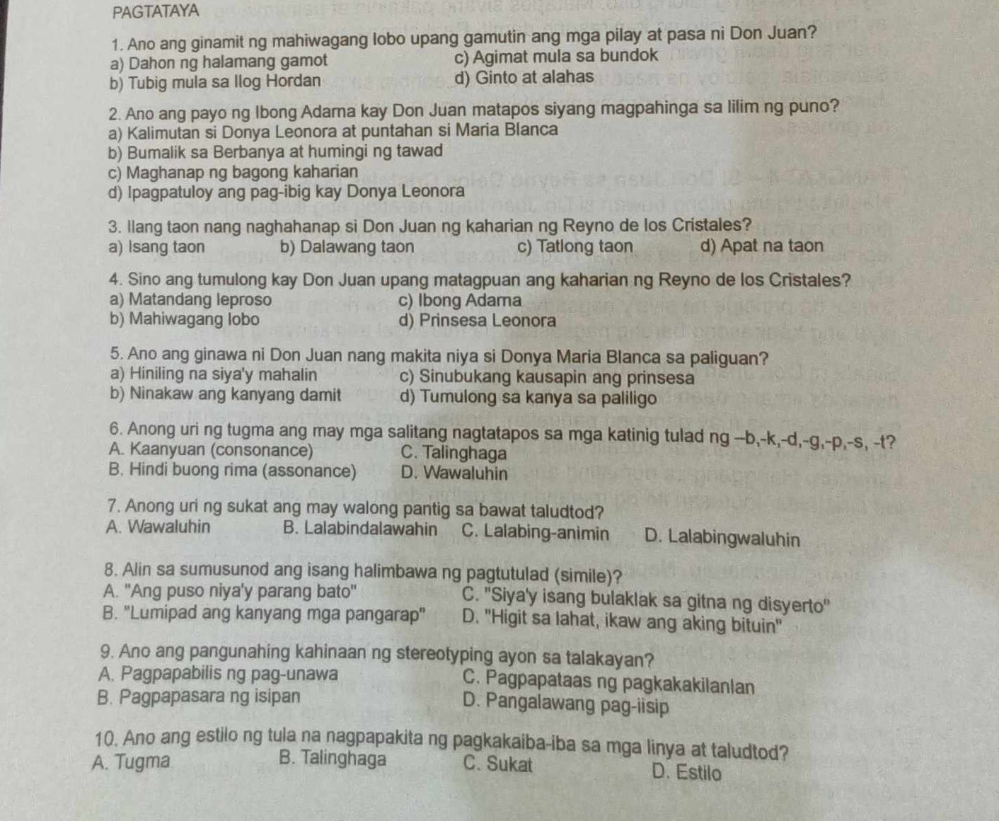 1. Ano ang ginamit ng mahiwagang lobo upang | StudyX