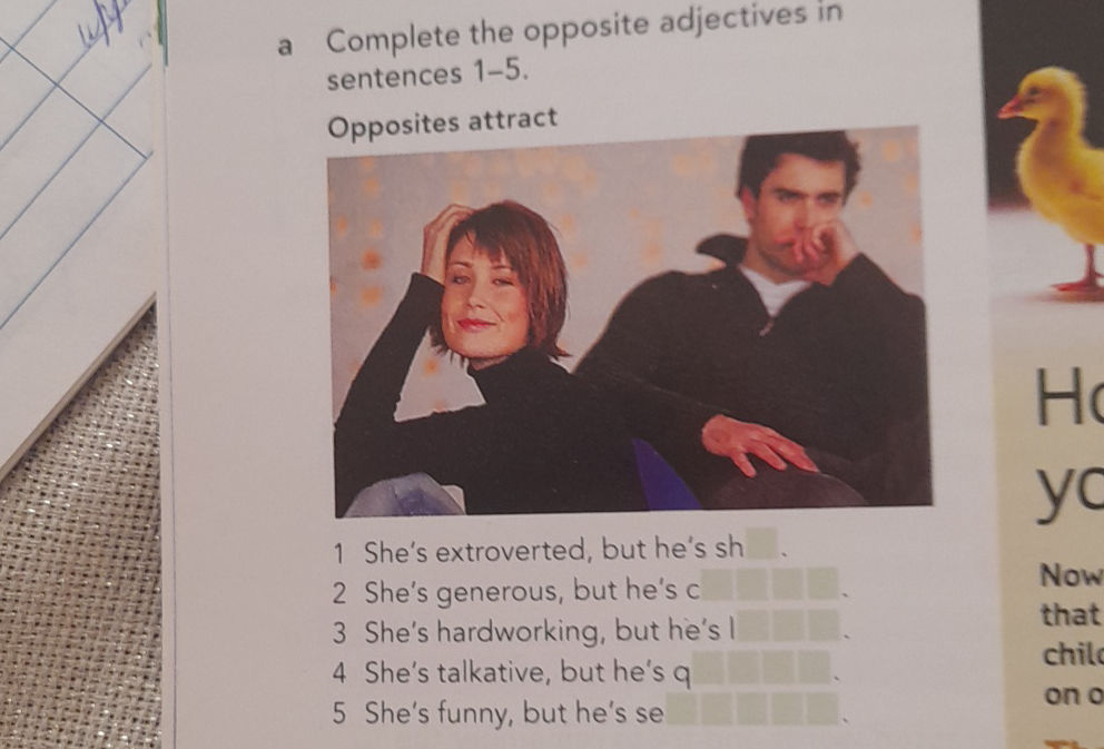 Complete the opposite adjectives in | StudyX