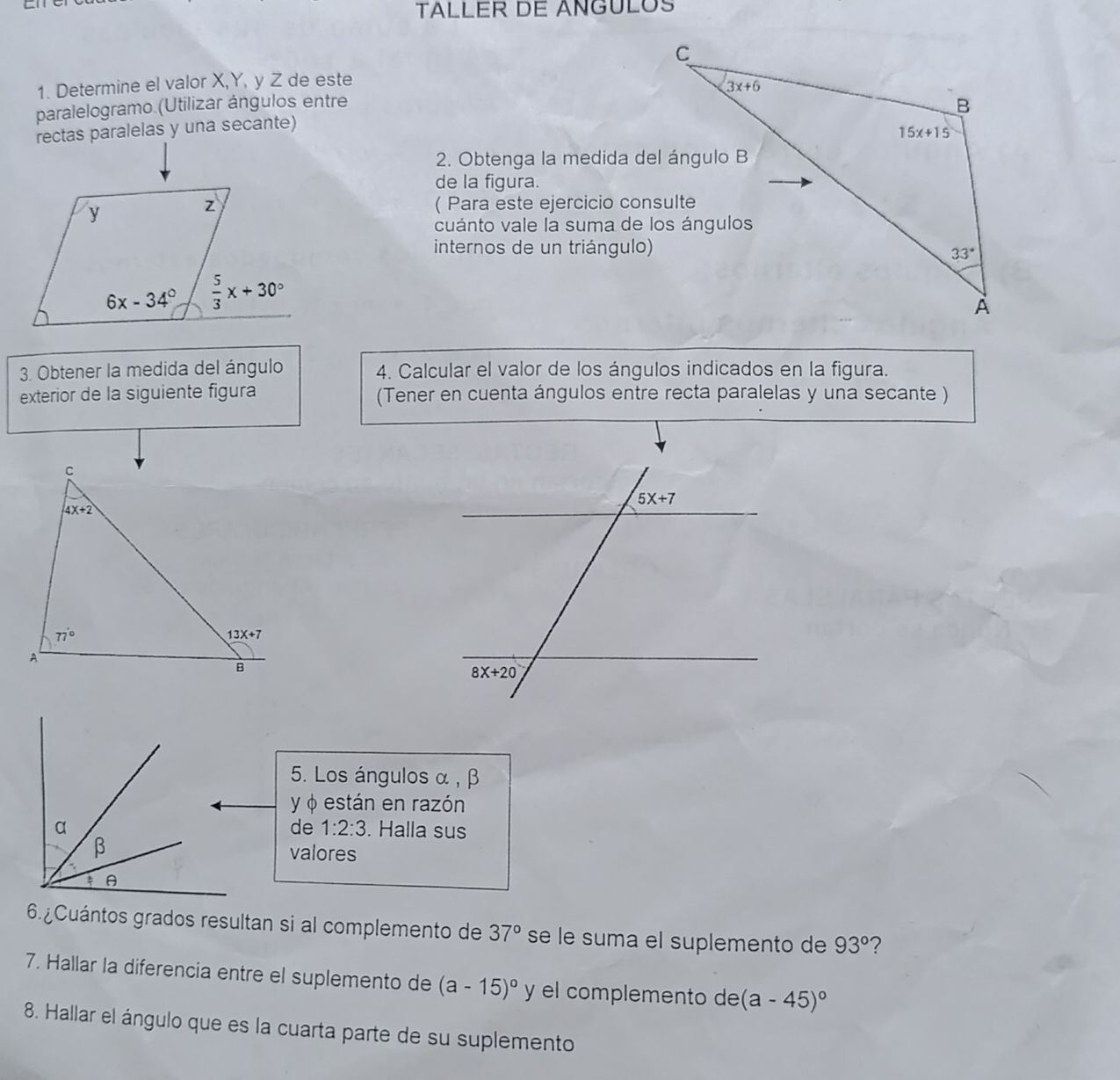 1. Determine el valor X, Y, y Z de este | StudyX