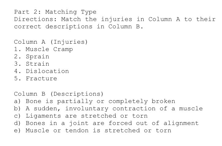 Part 2: Matching Type Directions: Match the | StudyX