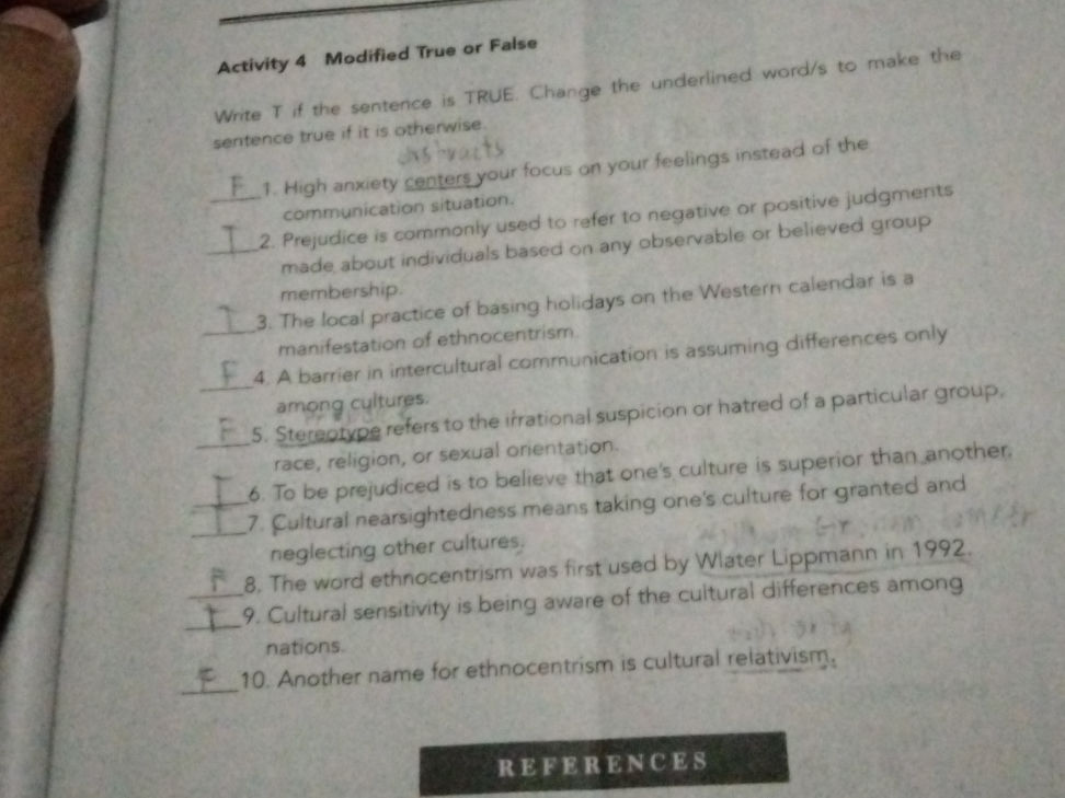 Activity 4 Modified True or False Write T if | StudyX