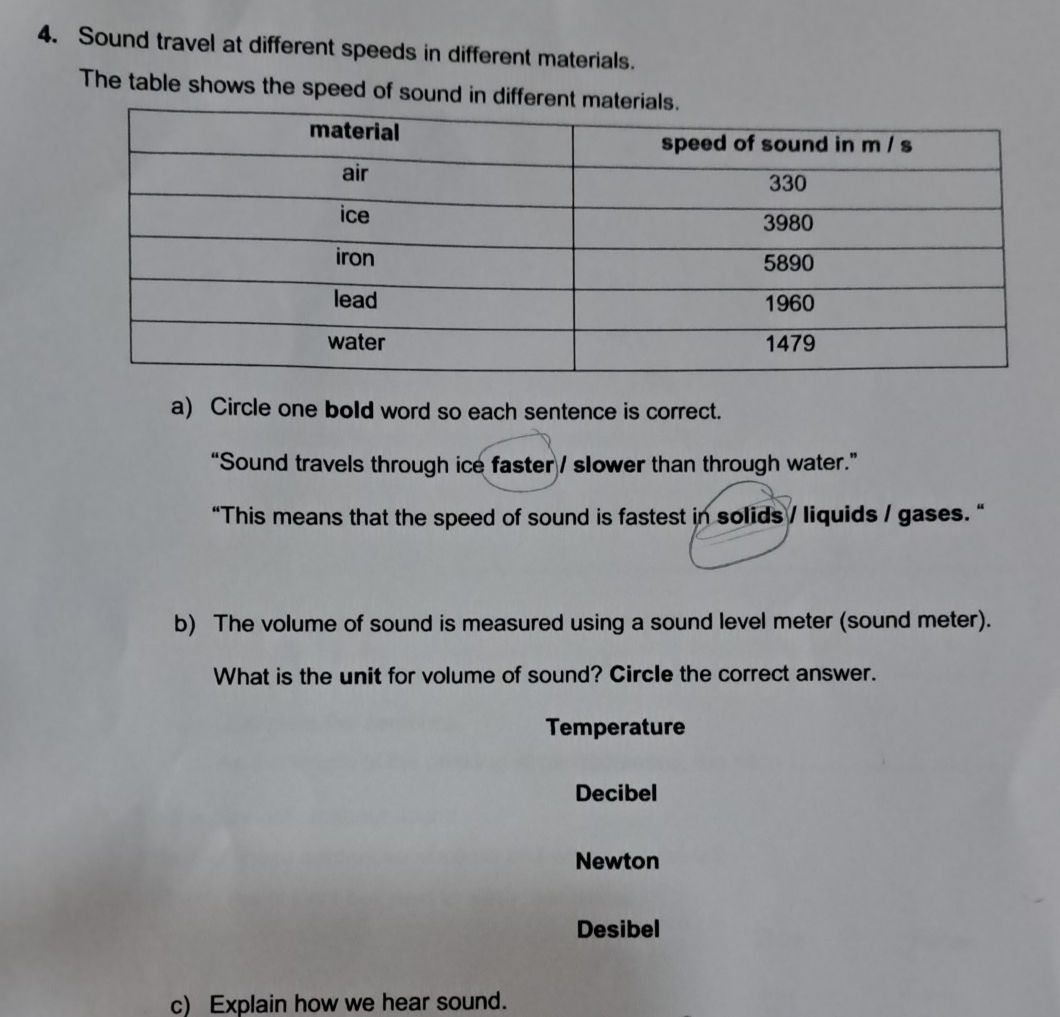 4. Sound travel at different speeds in | StudyX
