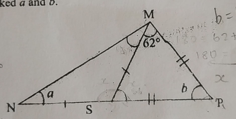Find the values of angles *a* and *b*. In | StudyX