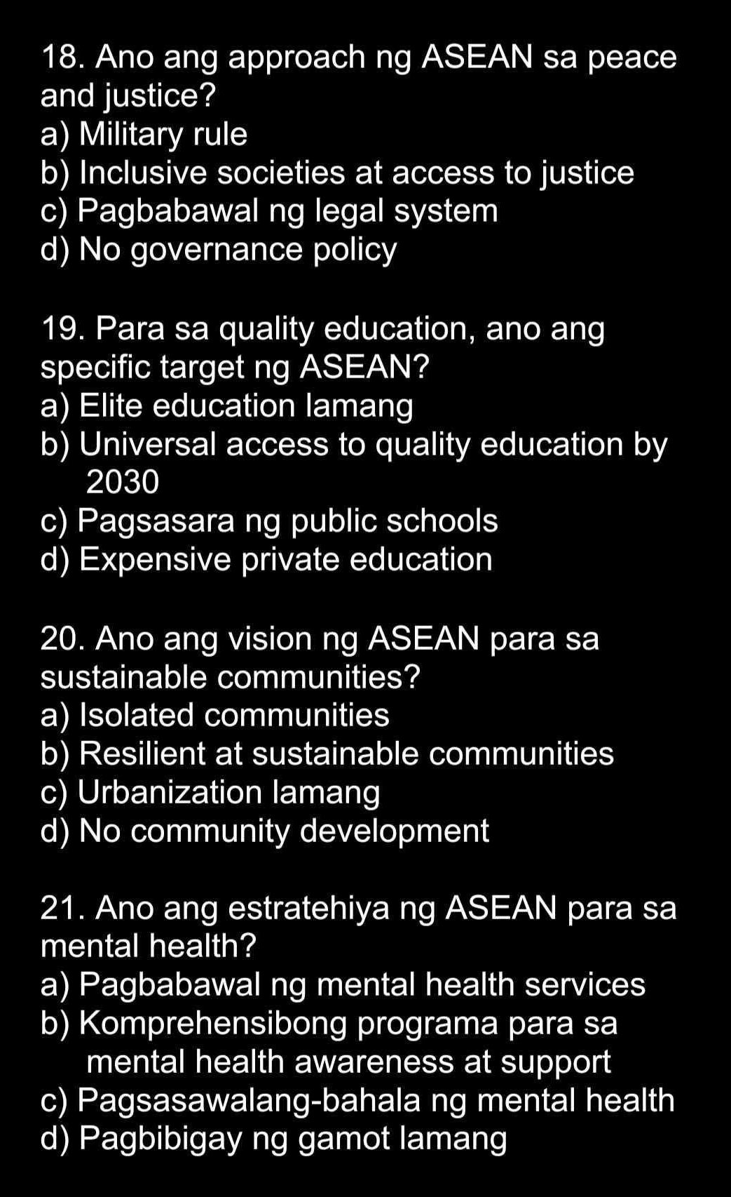 18. Ano ang approach ng ASEAN sa peace and | StudyX