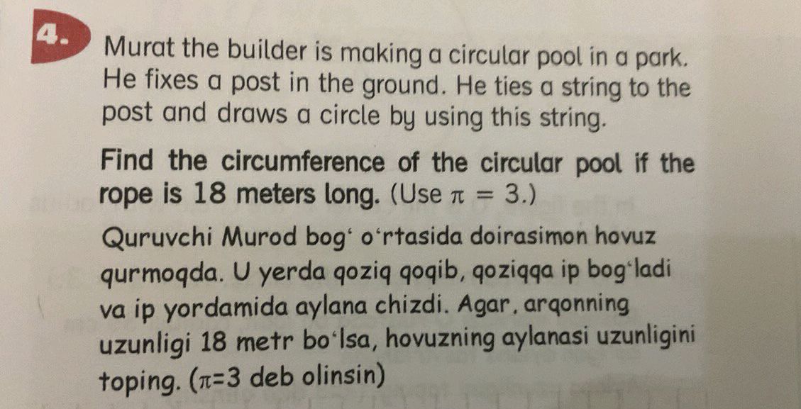 Murat the builder is making a circular pool | StudyX
