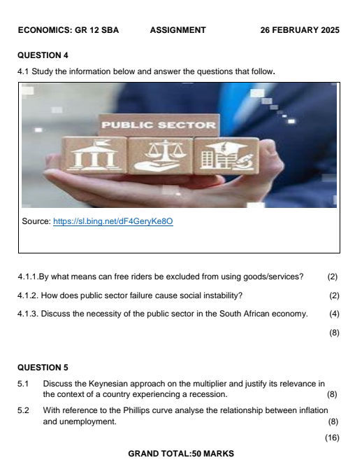 ECONOMICS: GR 12 SBA ASSIGNMENT 26 FEBRUARY | StudyX