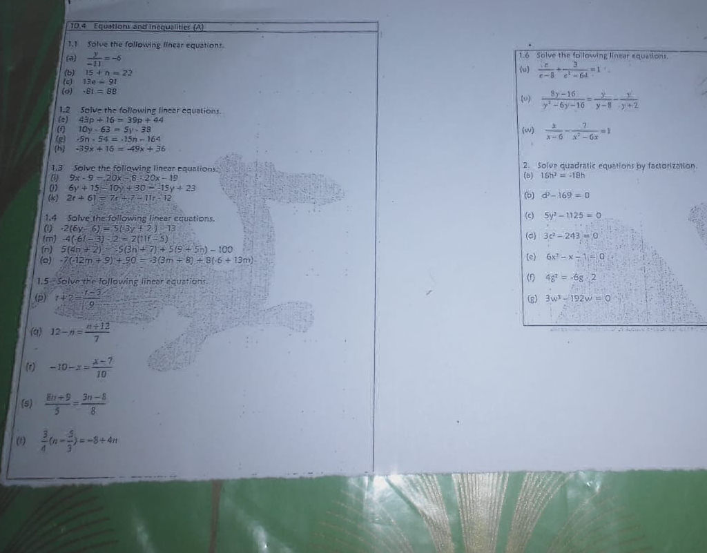10.4 Equations and inequalities (A) 1.1 | StudyX