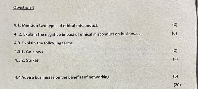 Question 4 4.1. Mention two types of | StudyX