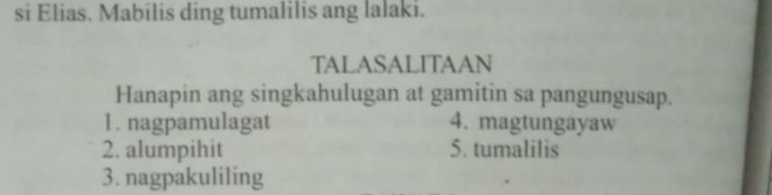 TALASALITAAN Hanapin ang singkahulugan at | StudyX