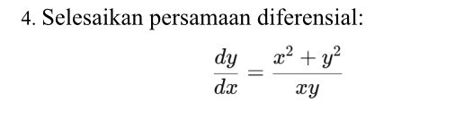 4. Selesaikan persamaan diferensial: $ | StudyX