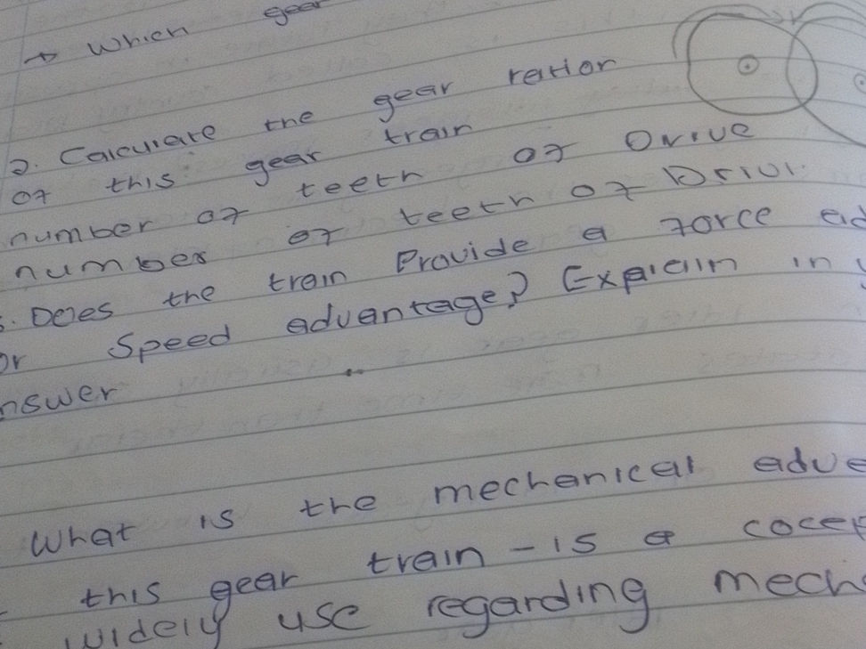 2. Calculate the gear train ratio of this | StudyX