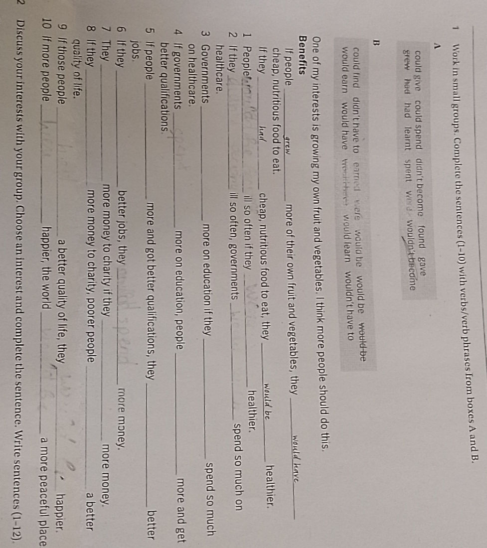 Work in small groups. Complete the sentences | StudyX