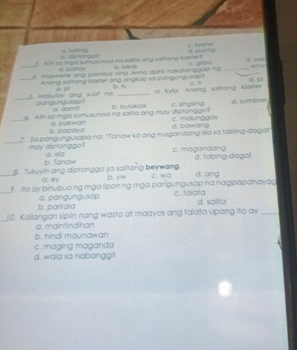 3. Alin sa mga sumusunod na salita ang | StudyX