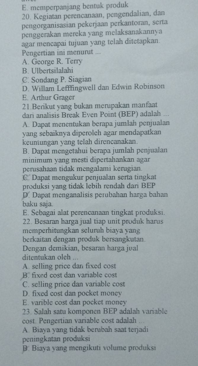 20. Kegiatan perencanaan, pengendalian, dan | StudyX
