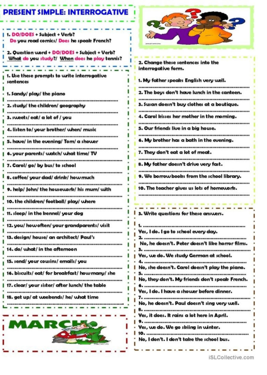 PRESENT SIMPLE: INTERROGATIVE 1. DO/DOES + | StudyX