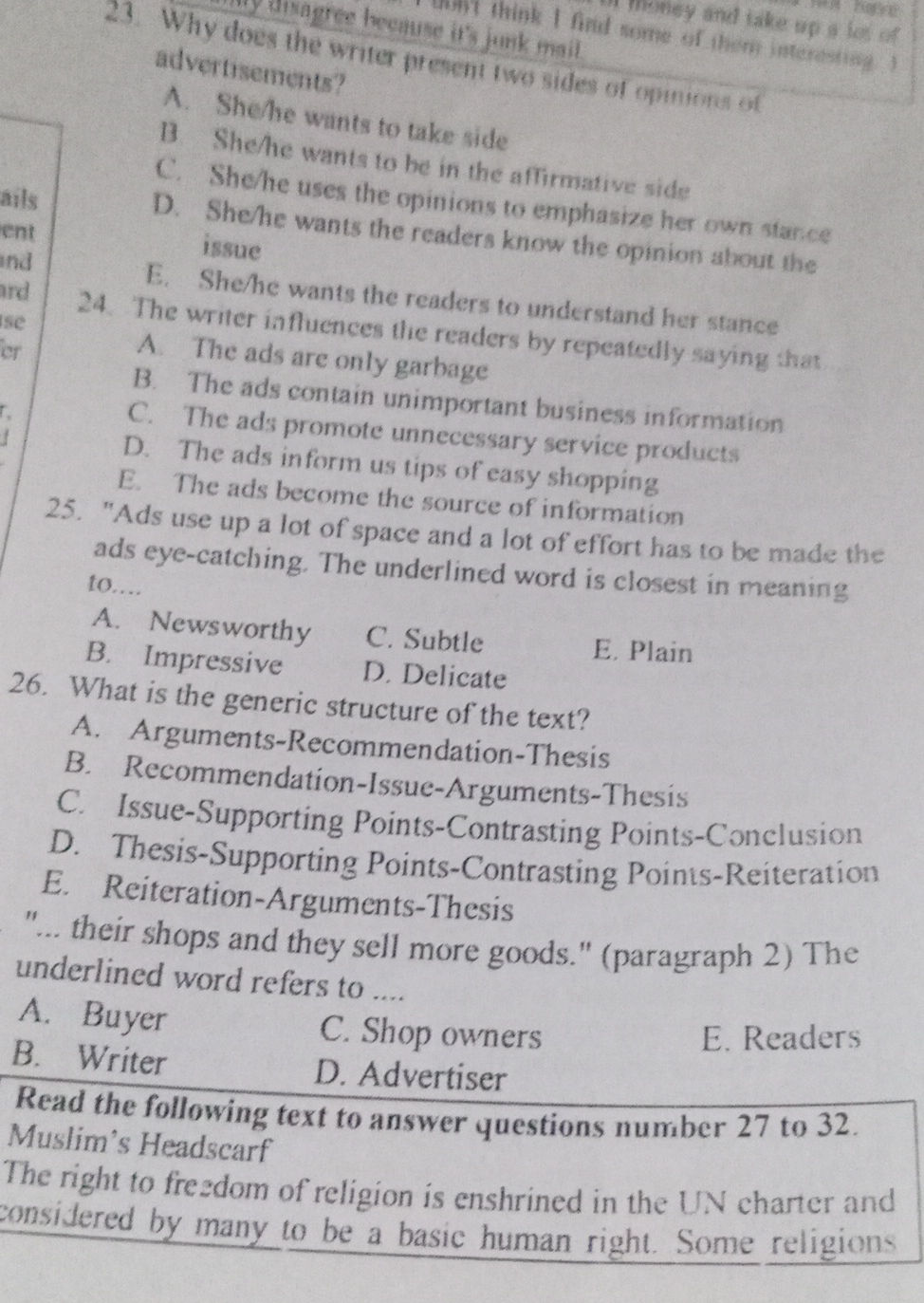 23. Why does the writer present two sides of | StudyX