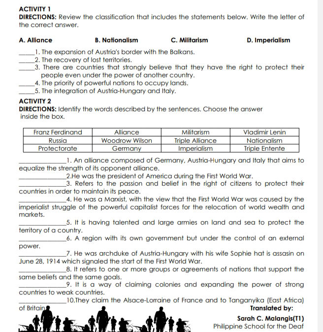 ACTIVITY 1 DIRECTIONS: Review the | StudyX