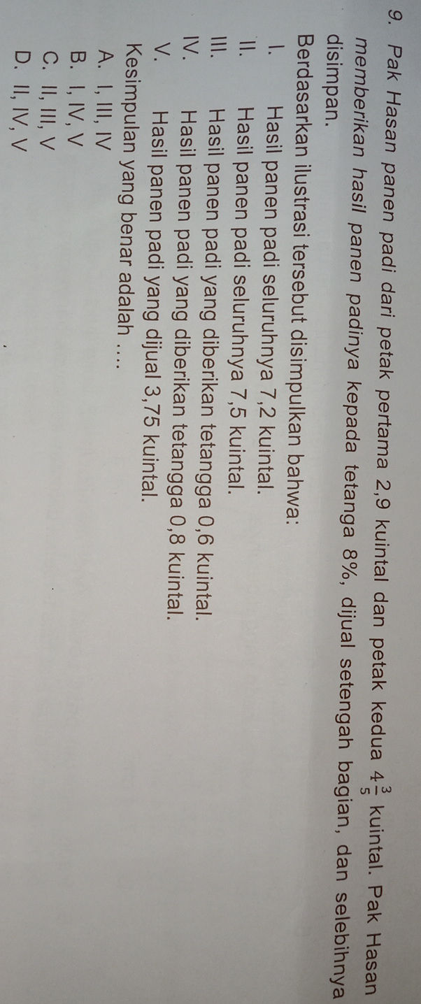 9. Pak Hasan panen padi dari petak pertama | StudyX