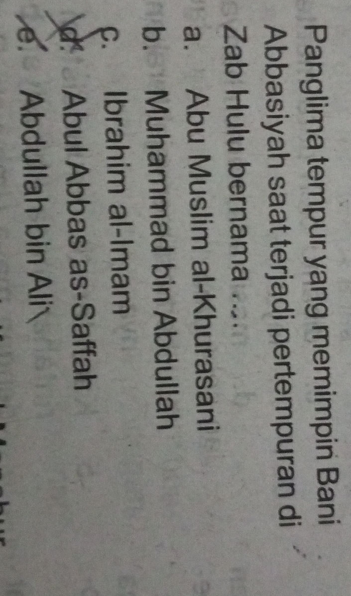 Panglima tempur yang memimpin Bani Abbasiyah | StudyX