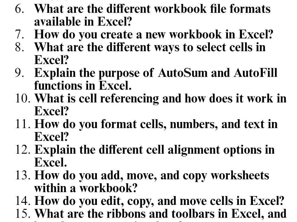 6. What are the different workbook file | StudyX