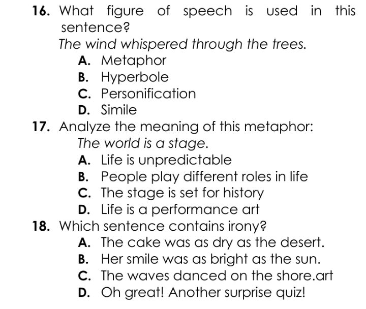 16. What figure of speech is used in this | StudyX
