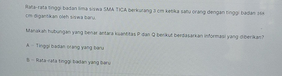 Rata-rata tinggi badan lima siswa SMA TICA | StudyX