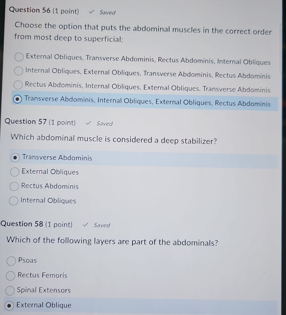 Question 56 (1 point) Choose the option that | StudyX