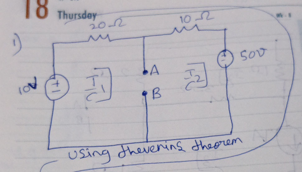 1) 10V 20Ω 10Ω 50V A B Using thevening | StudyX