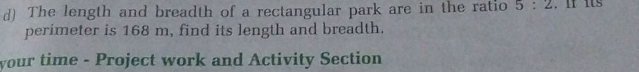 d) The length and breadth of a rectangular | StudyX