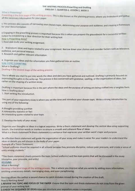 THE WRITING PROCESS: Prewriting and Drafting | StudyX