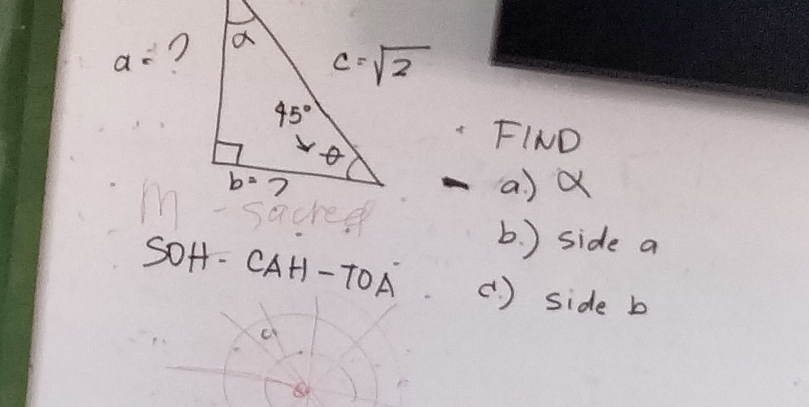 Given a right triangle with hypotenuse $c = | StudyX