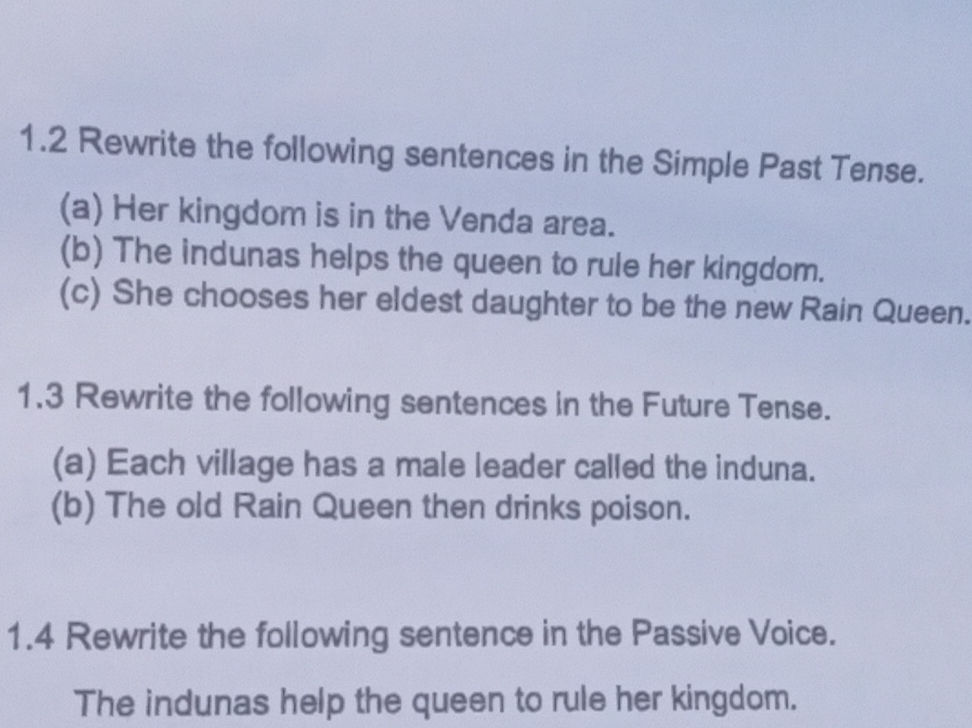 1.2 Rewrite the following sentences in the | StudyX