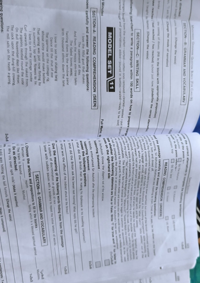 SECTION-A: READING COMPREHENSION (SEEN) | StudyX