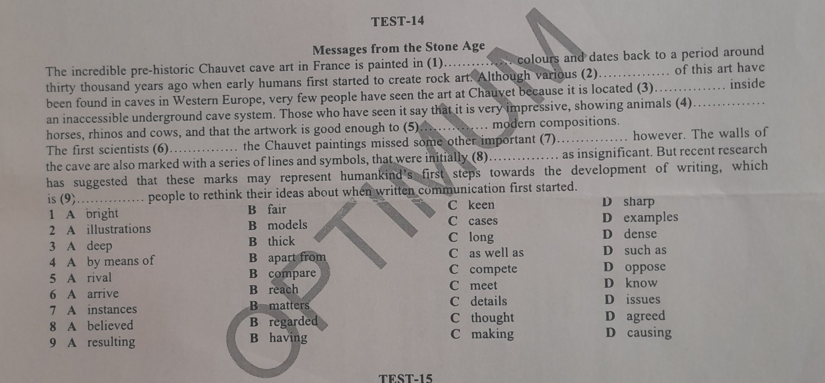 TEST-14 Messages from the Stone Age The | StudyX