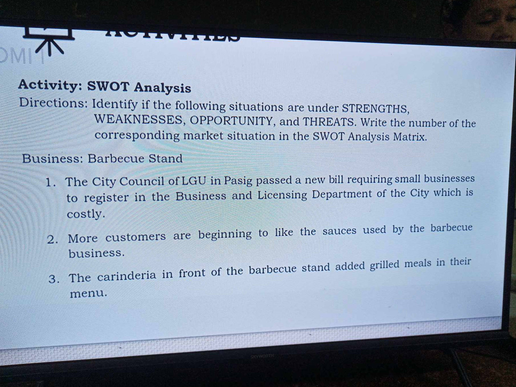 Activity: SWOT Analysis Directions: Identify | StudyX