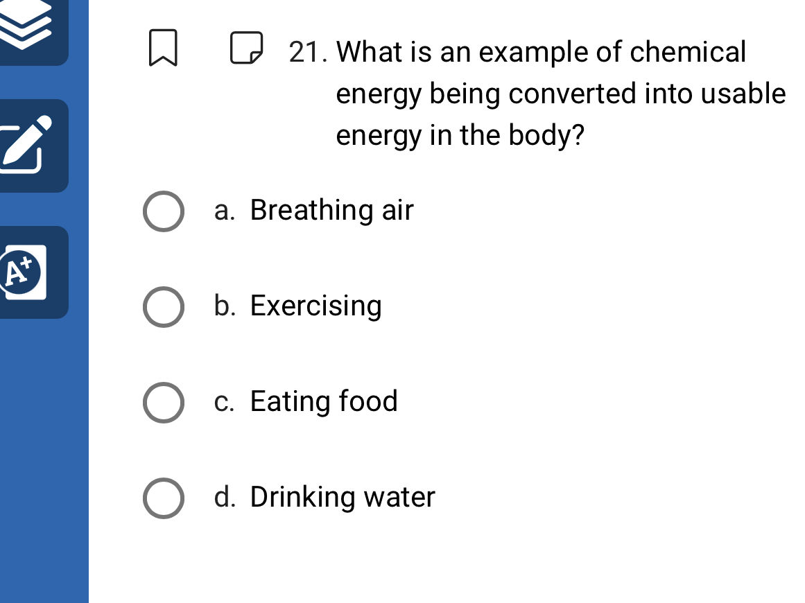 21. What is an example of chemical energy | StudyX