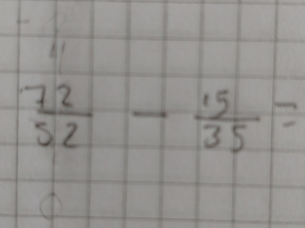 Fraction Subtraction: 72/52 - 15/35 | StudyX