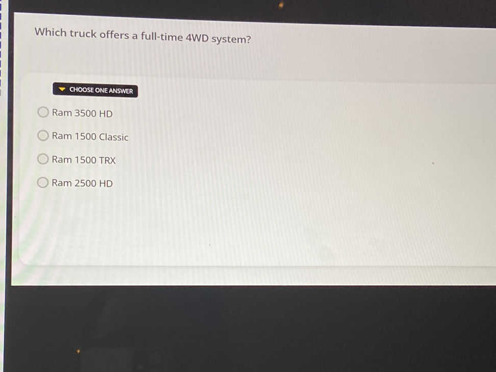 Which truck offers a full-time 4WD system? | StudyX