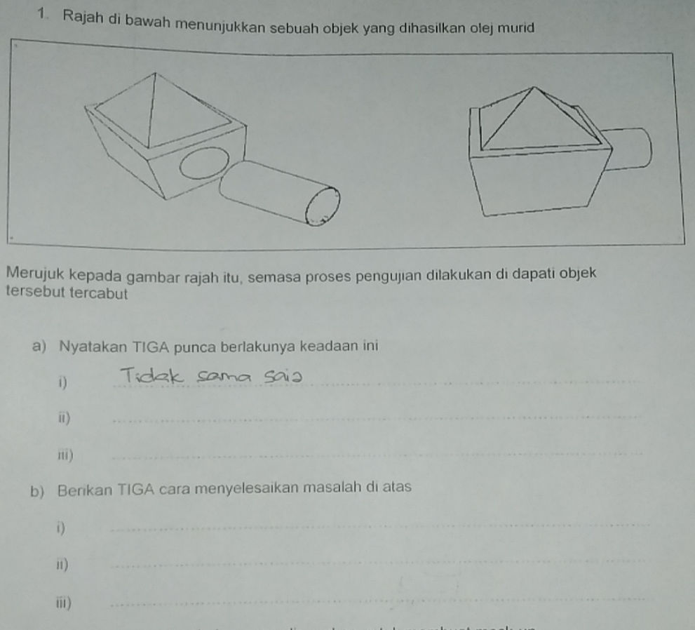 1. Rajah di bawah menunjukkan sebuah objek | StudyX