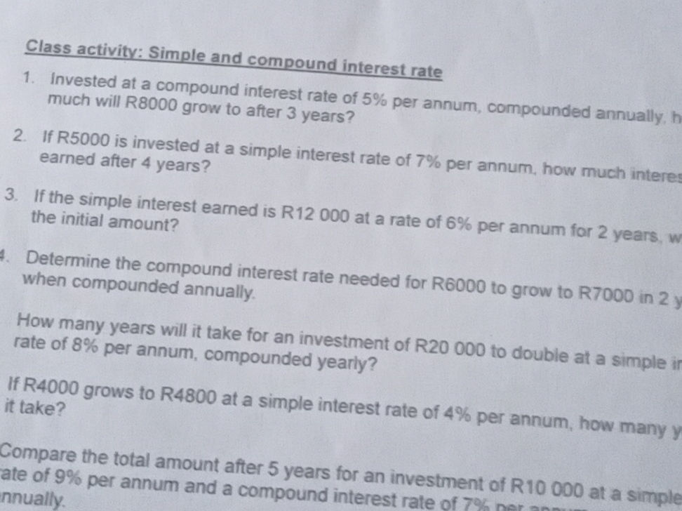 Class activity: Simple and compound interest | StudyX