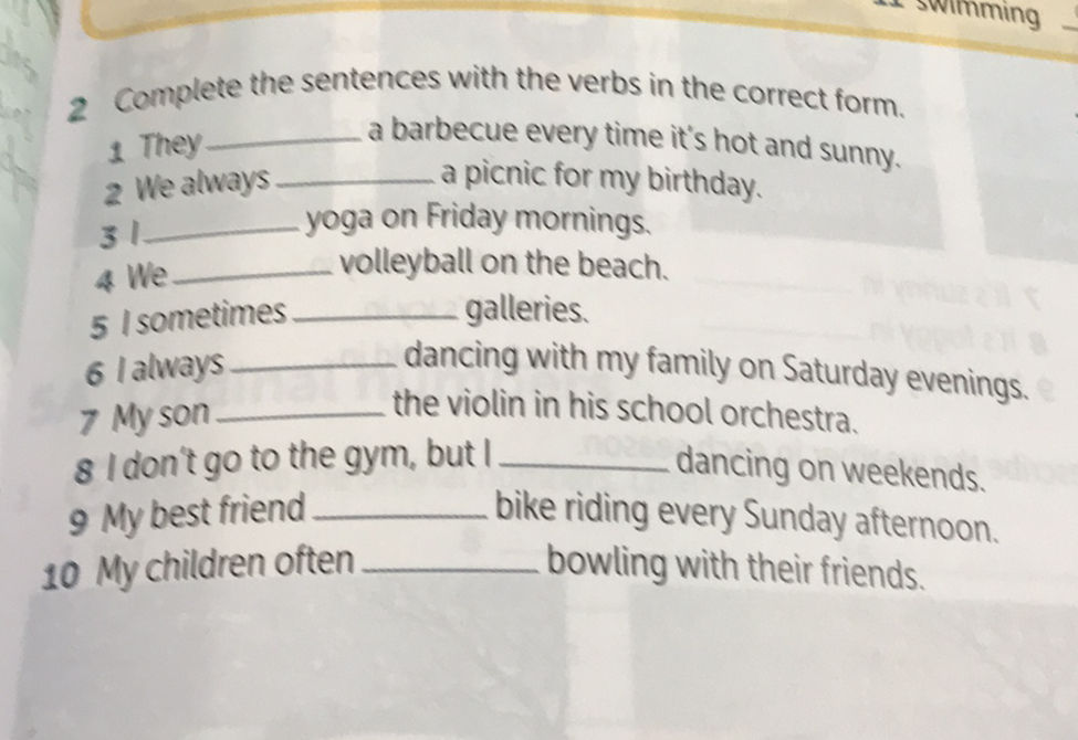 2 Complete the sentences with the verbs in | StudyX