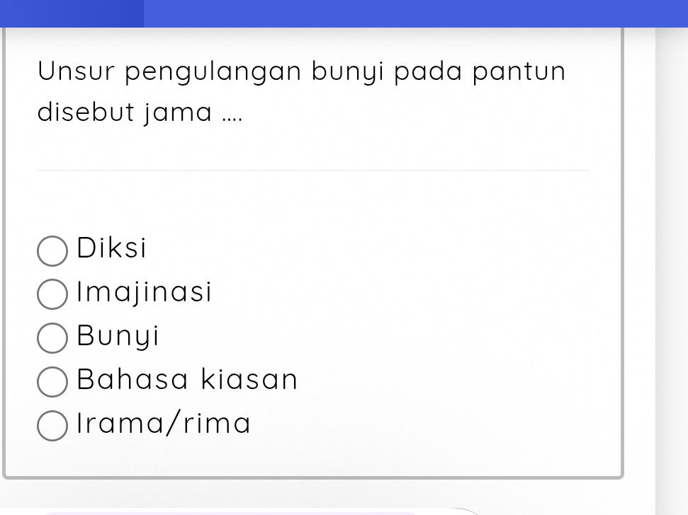 Unsur pengulangan bunyi pada pantun disebut | StudyX