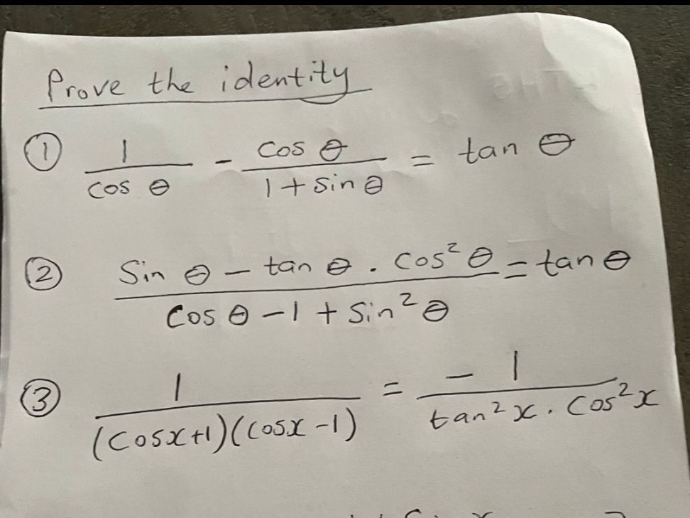 Prove the identity 1. $ {1}{ } - { | StudyX